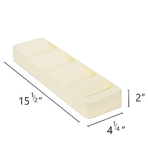 Kitchen Drawer Cutlery Organizer - Compact Space Saving Tray for Flatware and Silverware, White