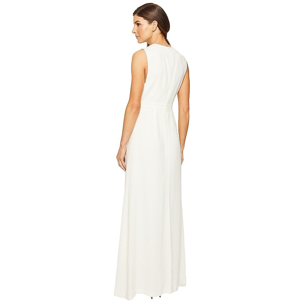 Jill Jill Stuart Sleeveless Deep-V Side Cut Out Satin Back Crepe Gown Off-White 8