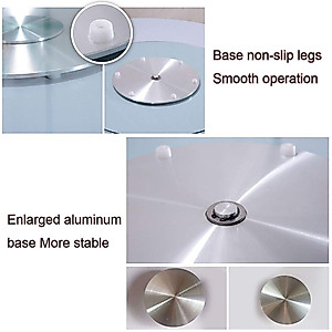 Kitchen Lazy Susan Turntable with Aluminum Base , Round Table Service Tray, Heavy Duty Non-Skid, Large Glass Turntable，Thick: 10mm
