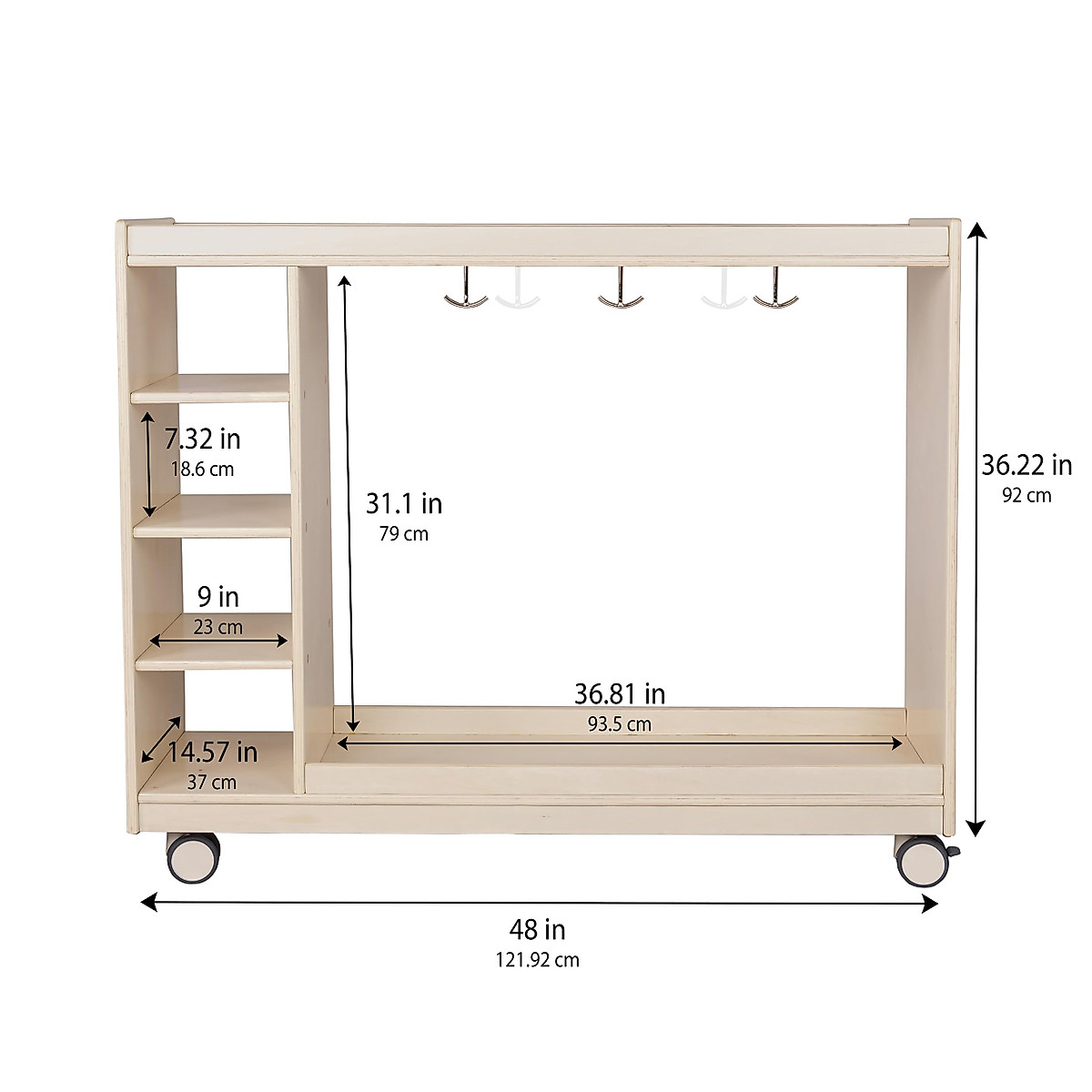 Children’s Factory Mobile Dress Up Storage with Mirrors, Classroom, Nursery, and Daycare Furniture, Kids Pretend Play Organizer, Toddler Cubbies