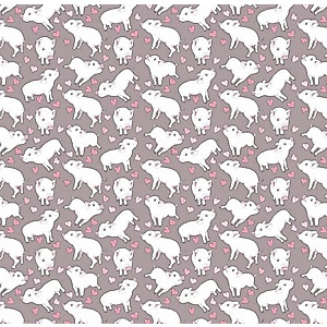 Stesha Party Hearts & Pigs Valentines Day Gift Wrap Paper - Folded Flat 30 x 20 Inch (3 Sheets)