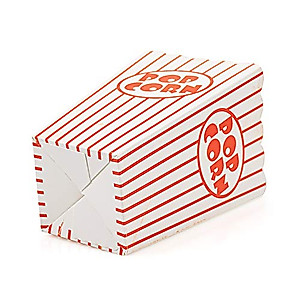 Bekith 100 Pack Paper Open-Top Popcorn Box, Popcorn Containers Striped Red and White, Great for Movie Theater Carnival Party