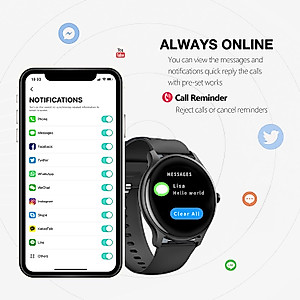 HYSTORM Smart Watch 2022, 44mm Fitness Tracker Smart Watch for Android Phones iOS Compatible IP68 Waterproof Heart Rate Blood Oxygen Monitor Watch