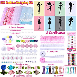 Tacobear Fashion Designer Kits for Girls Creativity DIY Arts & Crafts Toys Fashion Design Sketchbook Clothes Sewing Kit for Kids Birthday Gift Ages 3 4 5 6 7 8+