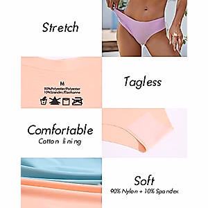 ROSYCORAL Women’s Seamless Bikini Panties Soft Stretch Invisibles Briefs No Show Hipster Underwear cheeky 9 pack XS-L (L)
