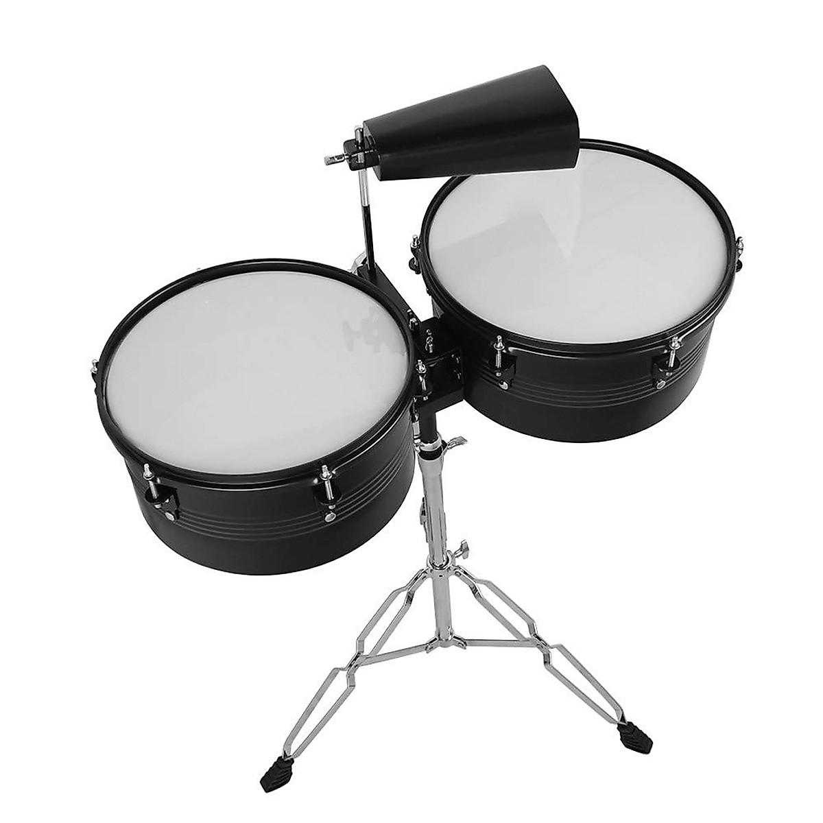 Lykos Percussion 13" & 14" Timbales Drum Set with Stand and Cowbell… (Black)