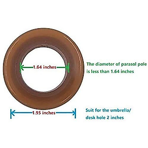 SUQ I OME 2 inch Outdoor Patio Thick Parasol Umbrella Hole Ring Plug and Cap Set, for Parasol Umbrella Table Hole Cover Insert(Brown)