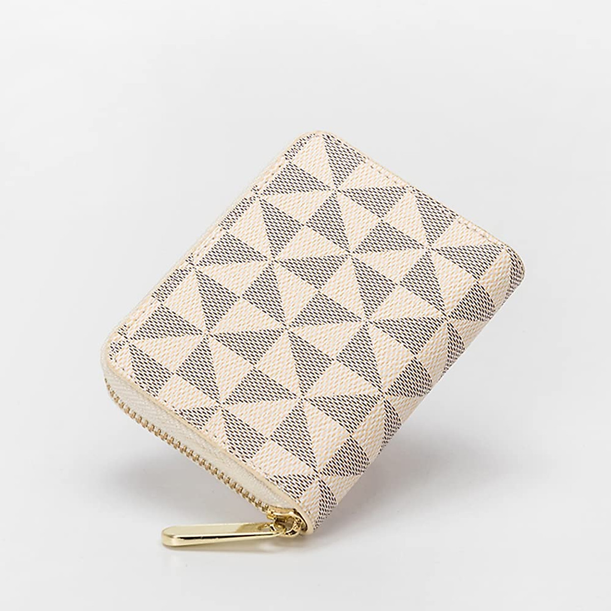 Veki Women's Credit Card Holder, RFID Leather Zipper Wallet, Small Zipper Card Case for Men and Women (White)