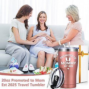 GINGPROUS Mothers Day Gifts for Mom, 20oz Promoted to Mommy Est 2025 Stainless Steel Travel Tumbler, Mothers Day Gifts for New Mom to Be First Time Mama Mommy Pregnancy Baby Shower, Rose Gold