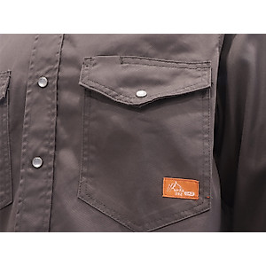 Titicaca FR Shirt for Men Pearl Snaps Flame Resistant 100% C 7.5oz Gray Welding Shirt