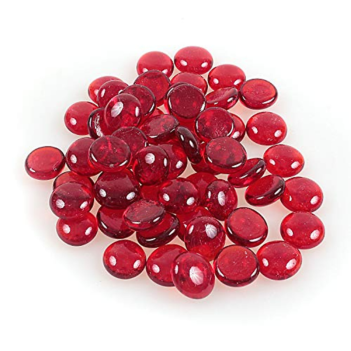 High Luster Reflective Round Fire Glass Gravel,Glass Marbles Pebbles Stones,Glass Beads,Vase Fillers for Aquarium Succulent Garden Decoration,17-19mm(2/3''-3/4''),335g/0.78lbs (Red)