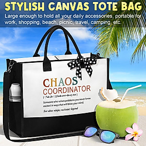 Christmas Coworker Gifts for Women Thank You Gifts, Boss Day Gifts Boss Lady, Birthday Chaos Coordinator Gifts for Manager Office Nurse Teacher Employee Appreciation Gifts - Canvas Tote Bag Makeup Bag