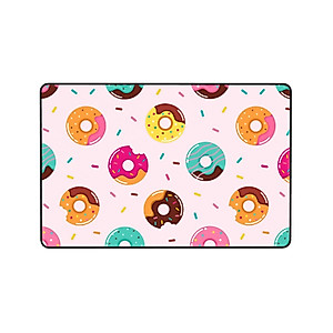 Pevtufa Donut Print Washable Rug 36"X24"Ultra-Thin Area Rugs for Living Room Non Slip Modern Carpet for Bedroom Dining Room Office Kitchen
