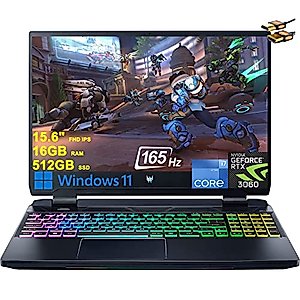 Acer (Renewed) Predator Helios 300 15 Gaming Laptop 15.6" FHD IPS 165Hz 12th Gen Intel 14-Core i7-12700H 16GB RAM 512GB SSD GeForce RTX 3060 6GB RGB Backlit Thunderbolt MiniDP Win11 + HDMI Cable