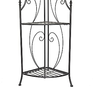 Deco 79 Metal Scroll Indoor Outdoor Tall Folding 3 Shelf Bakers Rack, 17" x 11" x 46", Black