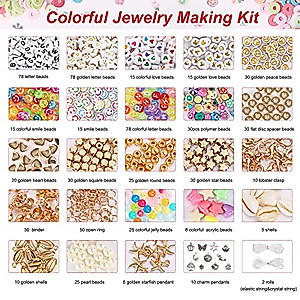 QUEFE 8100pcs, Clay Beads for Bracelet Making Kit, 92 Colors Flat Heishi Beads for DIY Crafts Necklace Jewelry Making Gifts