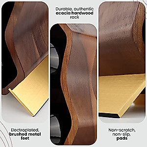 Gusto Nostro Wood Wine Rack, 7 Bottle, 2 Tier Wooden Countertop Free Standing Shelf - Bottle Holder Stand for Home Bar Tabletop, Cabinet Inserts, Kitchen, Wine Cellar Storage (Acacia)