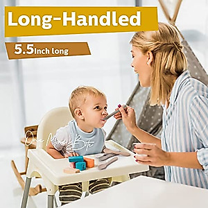 5 Pieces Silicone Baby Spoons Kids Utensils Self Feeding Supplies First Stage Baby Heat Resistant Food Spoon Safe Infant Baby Spoon for Over 6 Months Babies Boy Girl Toddlers