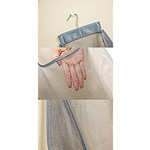 Qimodo Hanging Long Mesh Laundry Hamper,Narrow See-Through Mesh Laundry Basket with 2 Extra Front Pockets for Socks and Undwerwear (White)