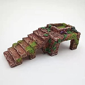 RunXF Cute Multifunctional Turtle Reptile Climbing Ladder Basking Platform Resin Rock Hide for Baby Bearded Dragon Leopard Gecko Frog