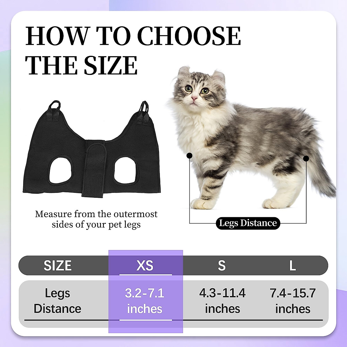 PatiencET Cat Grooming Hammock Pet Hammock Cat Nail Clipper Hammock for Nail Trimming Dog Sling for Nail Clipping Dog Hanging Harness (Black XS)