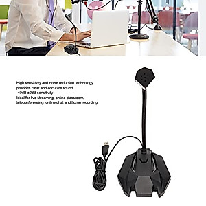 EBTOOLS USB Computer Microphone, Wired High Sensitivity Mic, Noise Reduction Technology, Omnidirectional PC Vocal Microphone, for Teleconferencing, Black