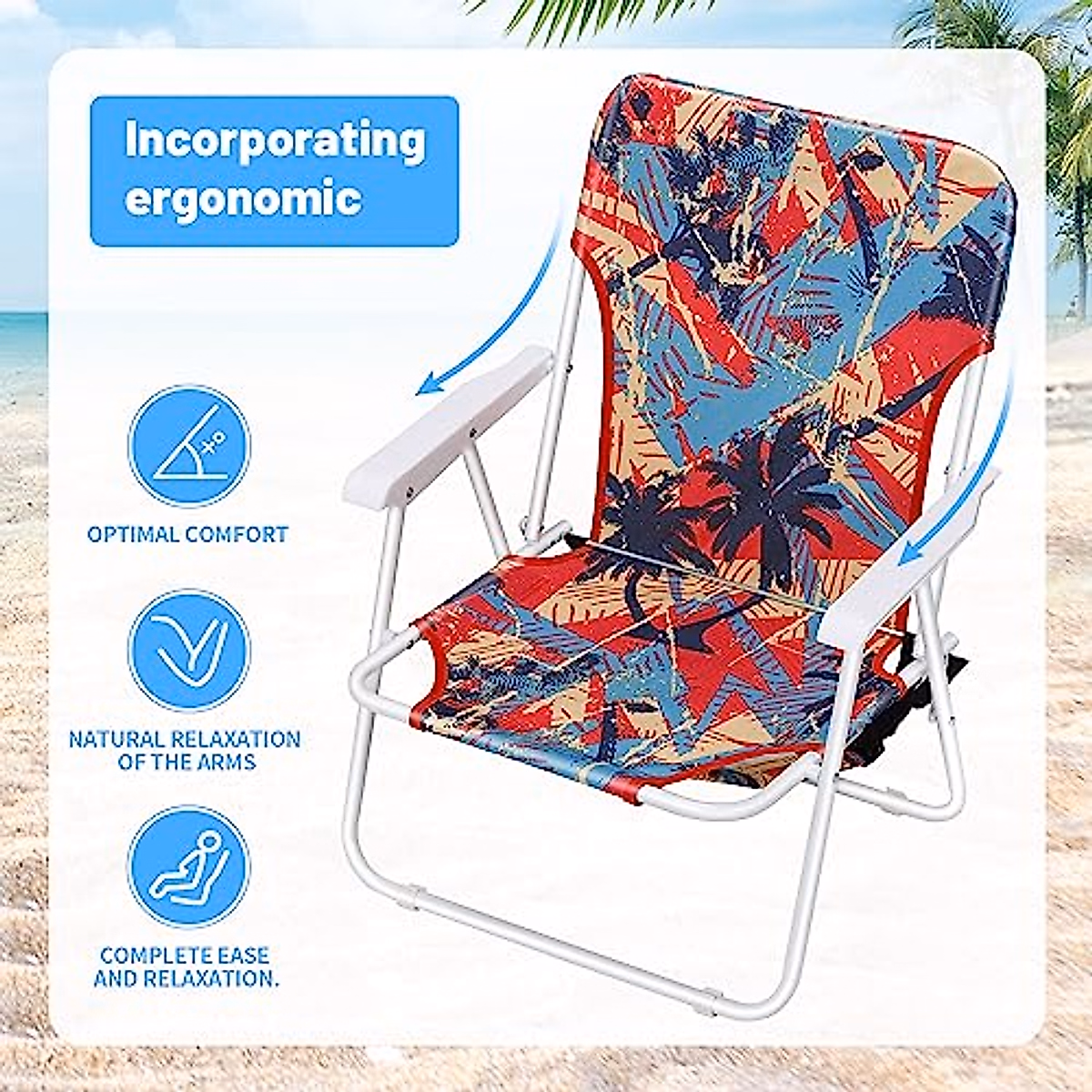 Beach Chairs for Adults 2 Pack, Lightweight Backpack Beach Chair with Shoulder Straps, Low Beach Chair Support 265lbs, Folding Beach Chair for Beach, Camping, Hiking, Picnic, Green