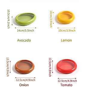 Defresit Silicone Fruit Storage Boxes, Avocado Saver, Onion Keeper, Garlic Holder, 4-Pack, 2"L x 5"W x 2"H, 0.82 Pints, BPA Free, Air Tight, Non-Porous, Durable, Refrigerator Safe