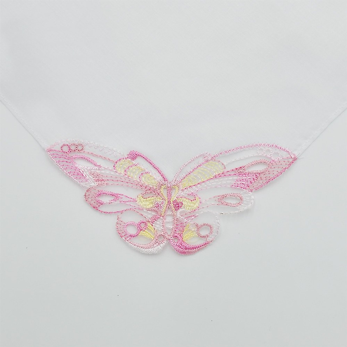 Selected Hanky Women's Cotton Handkerchiefs with Butterfly Lace at Corner, Ladies Hankies 8 Pcs