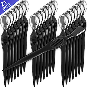 Mudder 21 Pcs Face Razors for Women and Men, Eyebrow Razors Shaver Facial Razor Multipurpose Face Trimmers with Precision Cover for Women Makeup Care Tools(Black)