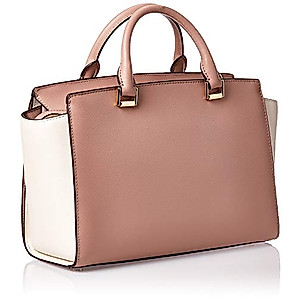 Michael Kors Sylvia Tri-Color Satchel Bag, Soft Pink/Light Cream/Fawn