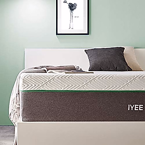 IYEE NATURE King Size Mattress, 10 Inch Cooling-Gel Memory Foam Mattress Bed in a Box, 80”*76”*10”, CertiPUR-US Certified, Medium Firm, Grey - King