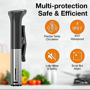 Upesitom Sous Vide Machine, 1100W Upgraded WIFI Sous Vide Cooker Ultra-quiet Working Cooker Immersion Circulator with Recipes(App Included), Accurate Temperature, Digital Timer, IPX7 Waterproof