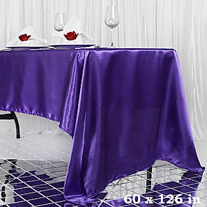 TABLECLOTHSFACTORY Purple 60x126 Rectangle Satin Tablecloth