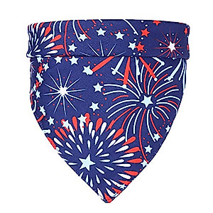 Yunison 5 Packs 4th of July Dog Bandanas Reversible Scarfts American Flag Independence Day Fireworks Pet Scarfs, Cat Bandanas for Small Medium Large Pets