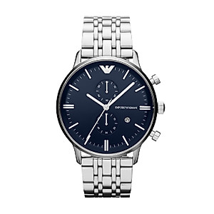 Emporio Armani Men's Two-Hand Silver Stainless Steel Bracelet Watch (Model: AR1648)