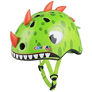 Kids Bike Helmet,Lovely Green Dinosaur Kids Helmet Ages 2-5 Years Old Boys Girls Sports Helmet for Balance car, trikes, Scooters, Bike and Other Outdoor Sports