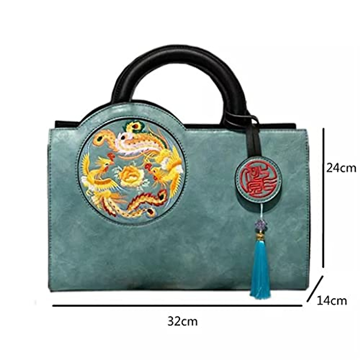 WYKDD Winter Women's Tote Bag Chinese Style Retro Handbag Large Capacity Women's Shoulder Bag (Color : Gray, Size : 32(L)*24(H)*14(W) cm)