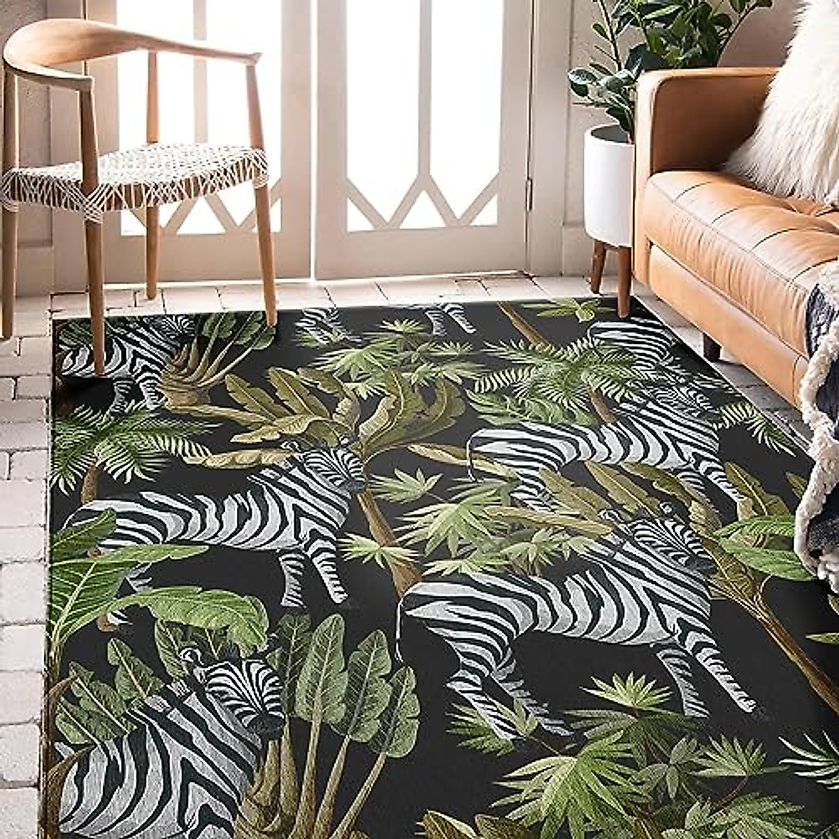 Dalyn Rugs Indoor/Outdoor Tropics TC13 Black Washable 8' x 10' Rug