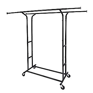 Simple & Heavy Duty Double Rod Garment Rack, Black