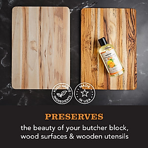CLARK'S Cutting Board Oil - Food Grade Mineral Oil for Cutting Board - Enriched with Lemon and Orange Oils - Butcher Block Oil and Conditioner - Mineral Oil - Restores and Protects All Wood - 12oz