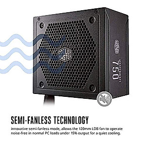 Cooler Master MasterWatt 750 Watt Semi-fanless Modular Power Supply, 80 Plus Bronze Certified
