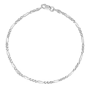 ARGENTO REALE 925 Sterling Silver Anklets For Women, Ankle Bracelets for Women, Basic Chain Link Anklets For Women, Rope Chain, Curb Chain, Figaro Chain