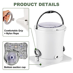 Manual Clothes Dryer Portable Mini Dryer Compact Spin Dryer Non electric Laundry Dryer for RV, Camping, School, Apartment, Dorm White