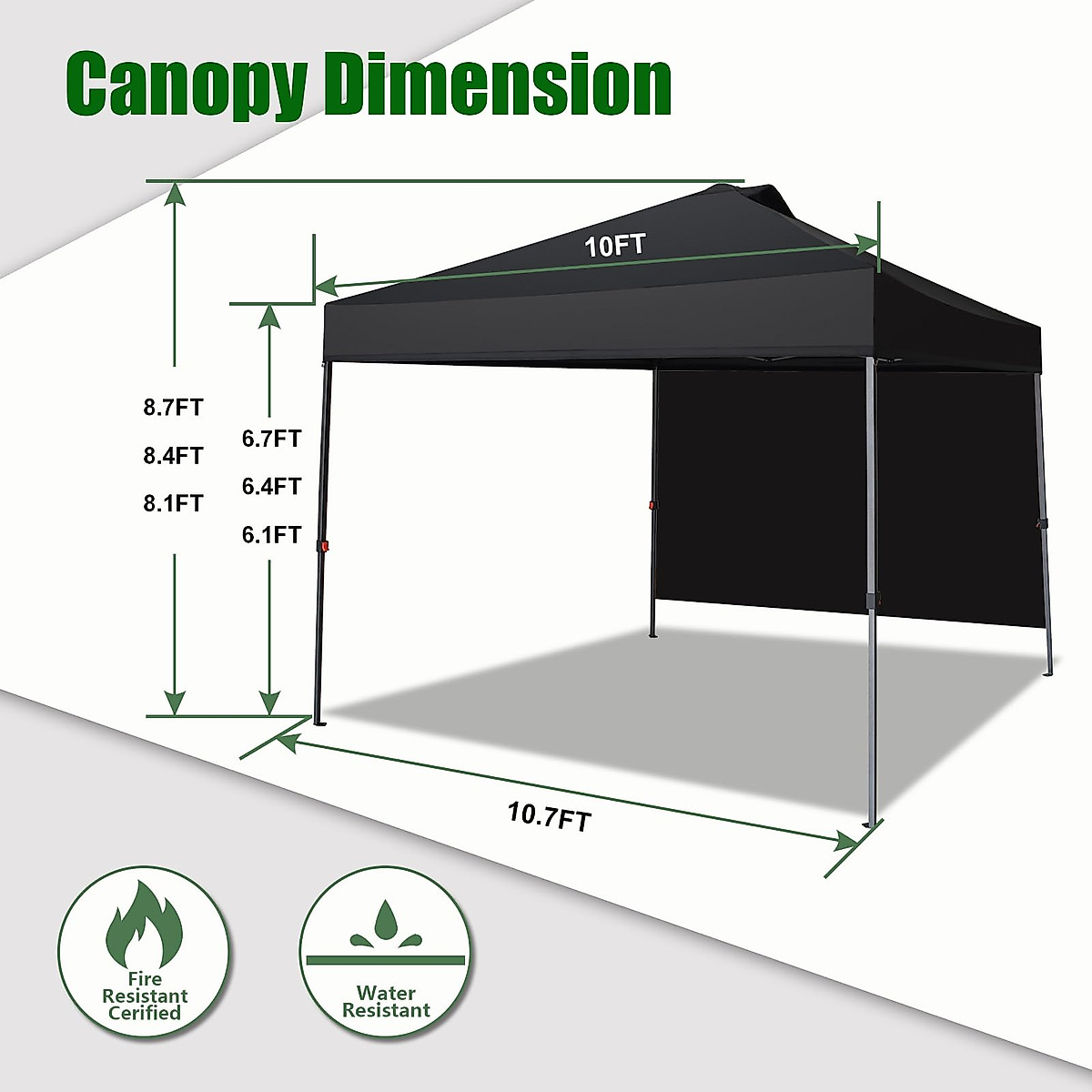 Eurmax USA NOMATTER ONE-Person Open&Close 10x10ft Pop Up Canopy Tent,Portable Shelter Canopy for Outdoor Events with 1 Removable Sidewall,Instant Canopies,Temporary Sunshade,Bonus 4 Sand Bags(White)