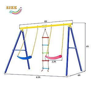 CIATRE 2 in 1 Outdoor Toddler Swing Set for Backyard, Playground Swing Sets with Climbing Ladder, Swing and Climbing Playset for Kids