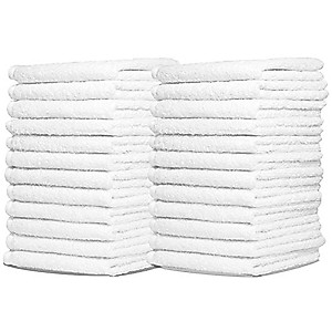 16 Pack Washcloth 100% Cotton, White 11 x 11 inches Premium Spa Quality, Super Soft and Absorbent for Gym, Pool, Spa, Salon and Home