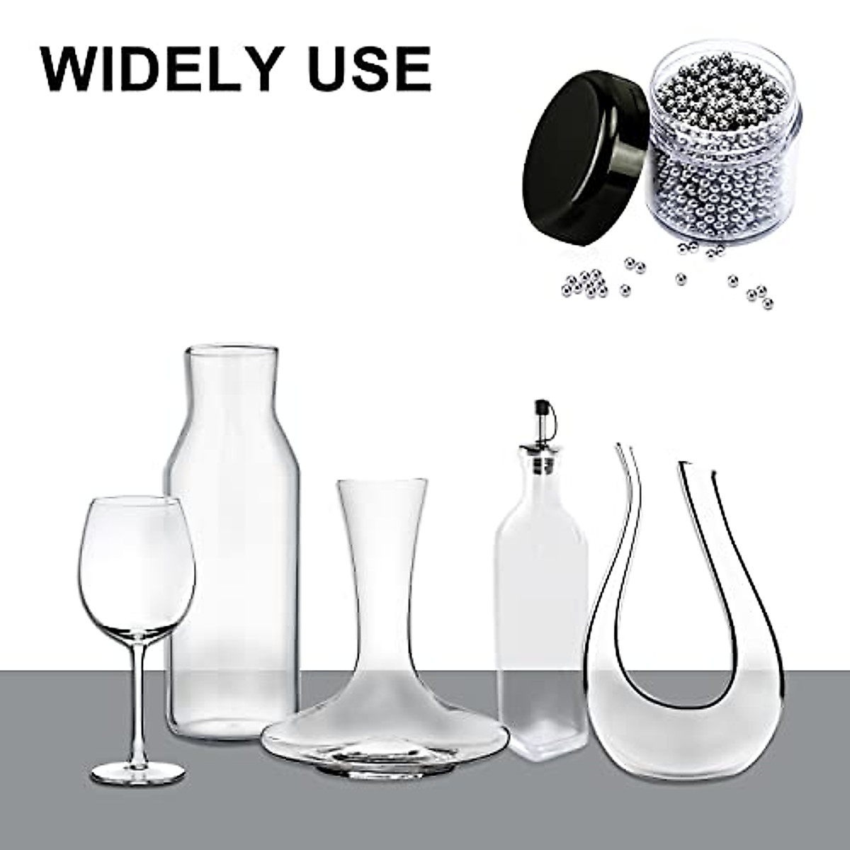 1500 PCS Metal Cleaning Beads Reusable Decanter Beads for Glass Bottles, 304 Stainless Steel Water Bottle Cleaner Balls 3mm Wine Glass Cleaning Beads for Decanters Vases Carafes, Wine Accessories