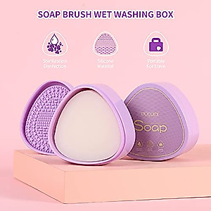 Docolor Makeup Brushes Cleaner Set, Solid Soap Cleanser with Color Removal Sponge, Brush Cleaning Mat for Makeup Brushes Cleaner Easy to Clean Blenders Brushes Shampoo Removes Shadow Color