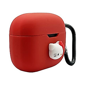 Silicone Case Fit for JBL Tune 130NC TWS,Cute Case Compatible with JBL Tune 130NC TWS with Keychain (Red)